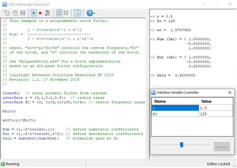ASN Filter Designer Digital Filter Design Software DSP Experimentation
