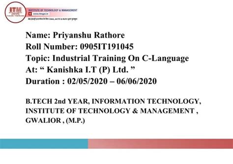 Internship Ppt On C Language Pdf