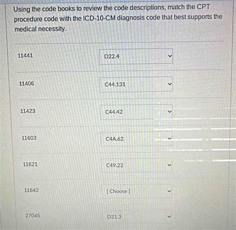 Solved Using The Code Books To Review The Code Descriptions Match The