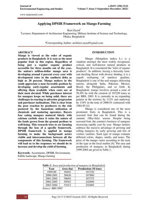 Pdf Applying Dpsir Framework On Mango Farming