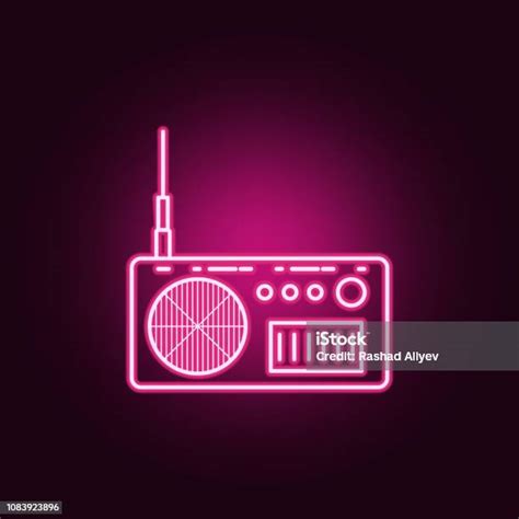 라디오 장치 아이콘입니다 네온 스타일 아이콘에 미디어의 요소입니다 정보 그래픽 모바일 응용 프로그램 웹 디자인 웹 사이트에 대