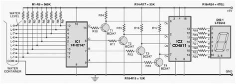 numeric water level indicator circuit measuring and test circuit circuit diagram