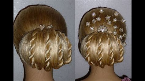 Причёска на выпускной вечерняя свадебная причёска Пучок из волос на средние длинные волосы