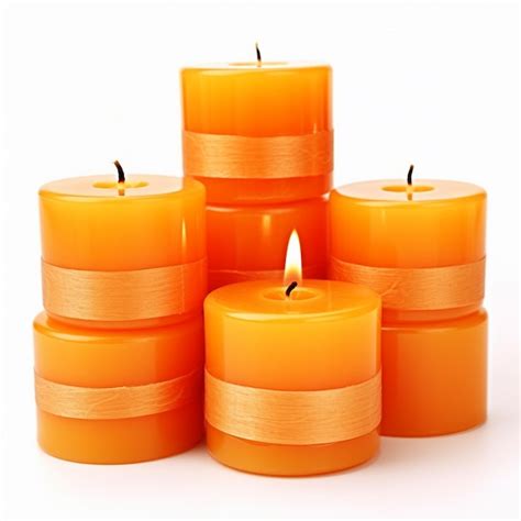 Premium Photo Orange Scented Candles Isolated On White Background