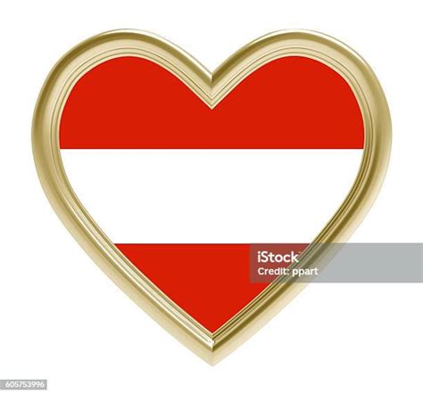 흰색 배경에 고립 된 황금 빛 마음에 오스트리아 플래그 3차원 형태에 대한 스톡 사진 및 기타 이미지 3차원 형태 금 금속 금색 Istock