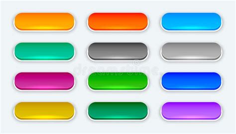 Set Of 3d Empty Rectangular Web Button Sign Design Stock Vector