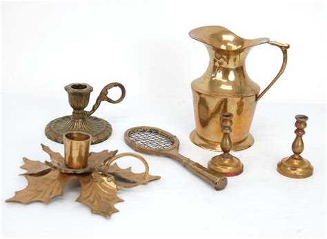Collection Of 6 Vintage Brass Items Property Room