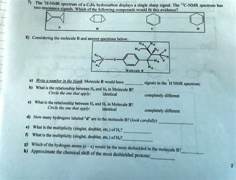 The H Nmr Spectrum F A Calls Hydrocarbon Displays Io Single Sharp Signal The C Nmr Spectrum Has