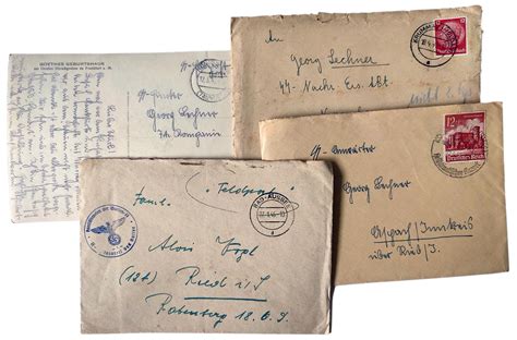 Collection Of 3x Letters And A Postcard Sent Tofrom Ss Soldiers
