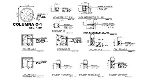 Column Structure Top Elevation 2d View Cad Construction Block Layout