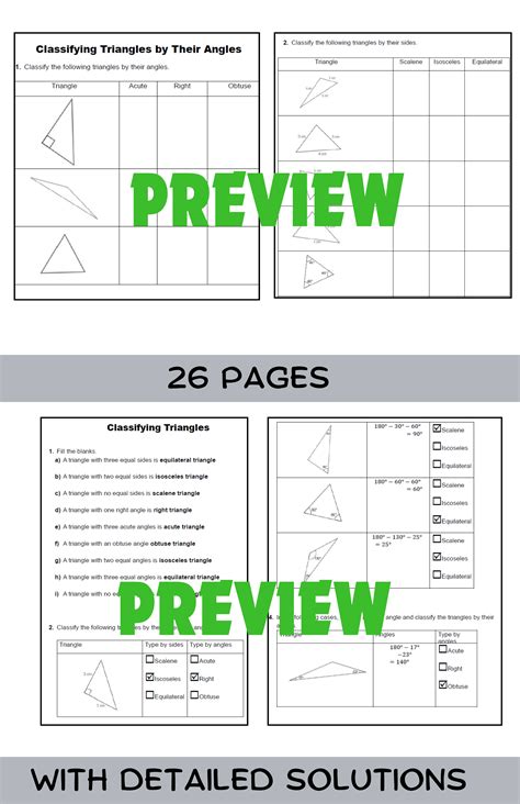 Classifying Triangles Worksheets With Solutions Teaching Resources