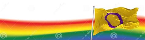 Intersex Pride Flag Waving At Colorful Background Freedom And Love