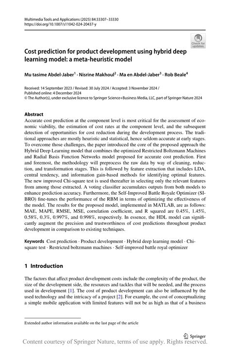 Cost Prediction For Product Development Using Hybrid Deep Learning