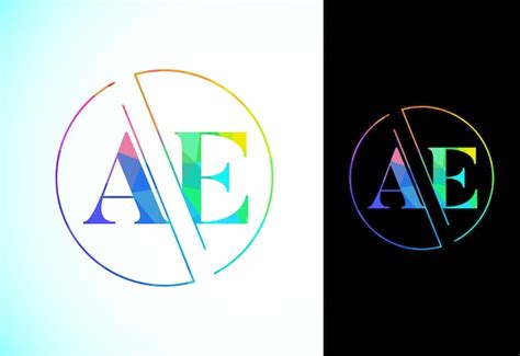 다각형 문자 Ae 로고 디자인 벡터 템플릿 기업 비즈니스 정체성을 위한 낮은 폴리 그래픽 알파벳 기호 프리미엄 벡터
