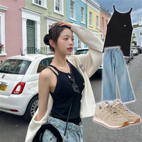 장원영 런던 일정 중 나시 데님 뉴발란스 574 가격 알아봐요 네이버 블로그