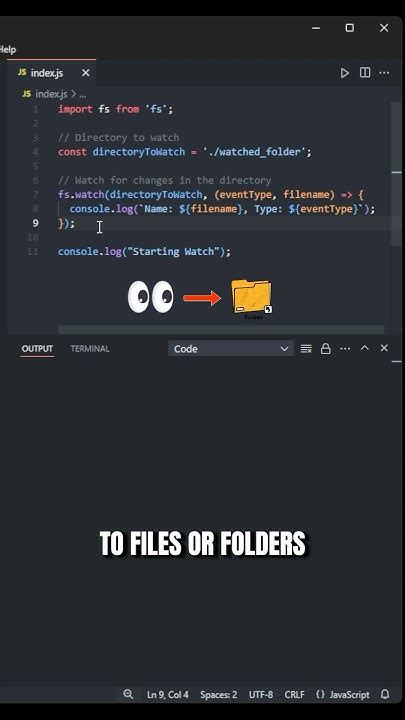 Watch Folders 👀 Javascript Nodejs Coding Programming Youtube