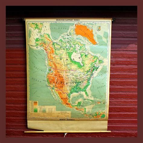 Vintage School Classroom Pull Down Map North