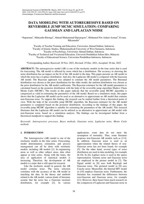 Pdf Data Modeling With Autoregressive Based On Reversible Jump Mcmc