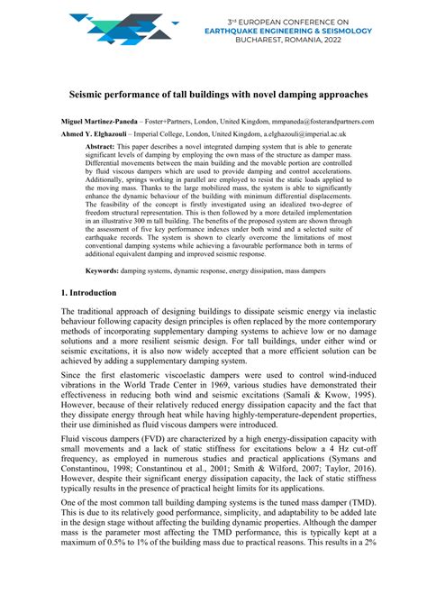 Pdf Seismic Performance Of Tall Buildings With Novel Damping Approaches
