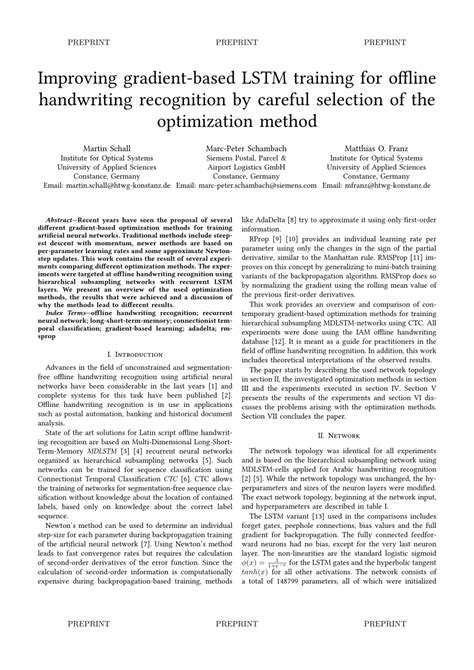 Pdf Improving Gradient Based Lstm Training For Offline Handwriting Recognition By Careful
