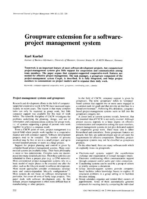 Pdf Groupware Extension For A Software Project Management System