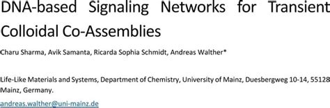 Dna Based Signaling Networks For Transient Colloidal Co Assemblies