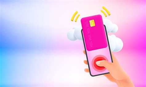 스마트 폰을 통한 지불을 위해 신용 카드를 사용하는 남자 복사 공간이 있는 3d 벡터 배너 3차원 형태에 대한 스톡 벡터 아트 및 기타 이미지 Istock