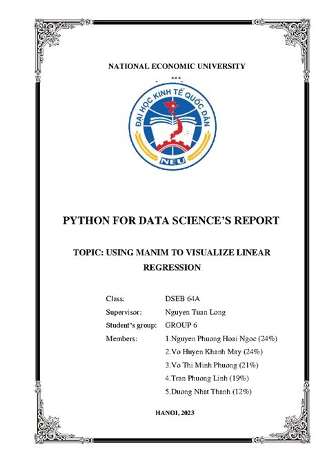 Report Python Nhóm 6 Hanoi 2023 National Economic University Python For Data Sciences