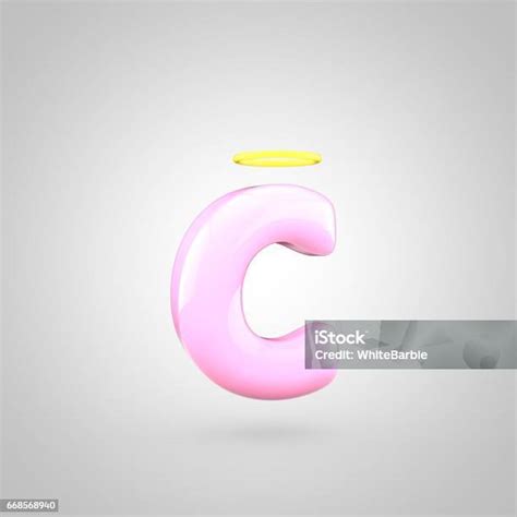헤일로와 귀여운 천사의 핑크 편지 C 소문자 0명에 대한 스톡 벡터 아트 및 기타 이미지 0명 3차원 형태 귀여운 Istock