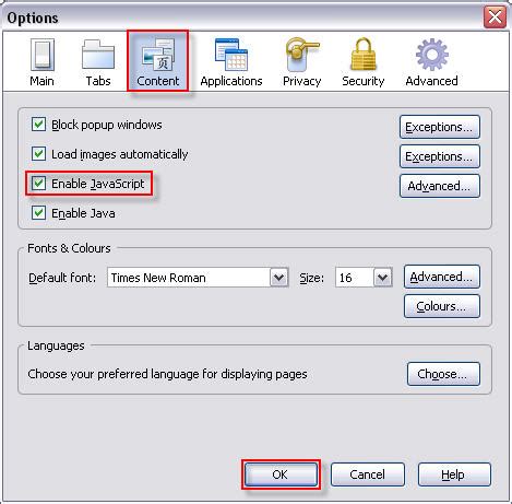 Enable JavaScript In Mozilla Firefox Web2print Help