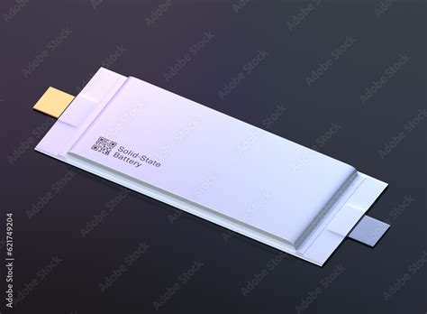 Single Solid State Battery Cell Unit With Sample Qr Code On Black Background Next Generation