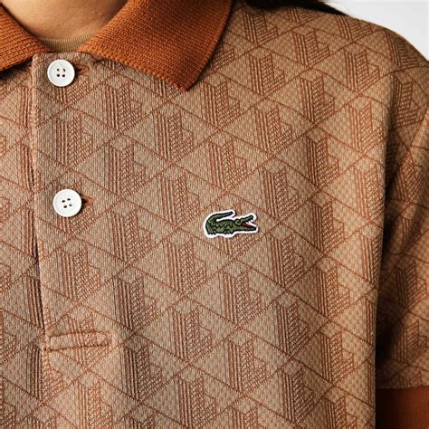 Mens Classic Fit Monogram Print Contrast Collar Polo Shirt Short Sleeves New In 2023 Lacoste