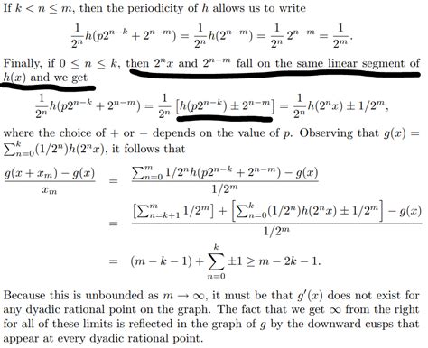 Real Analysis Proof That The Blancmange Curve Is Non Differentiable At The Dyadic Points Of
