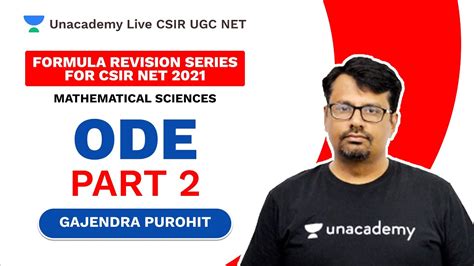 Formula Revision Series For Csir Net 2021 Ode Part 2 Mathematics Gajendraunacademy Youtube