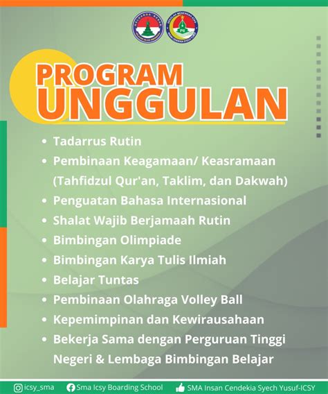 Program Unggulan SMA INSAN CENDEKIA SYECH YUSUF