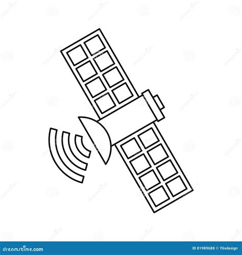 Space Satellite Icon Outline Style Stock Vector Illustration Of