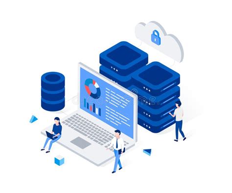 Data Center And Web Hosting Isometric Concept Stock Vector Illustration Of Computer Digital