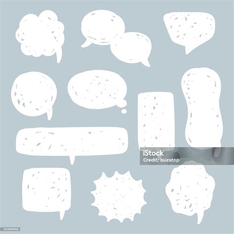 손 그리기 프레임 테두리 빈 음성 거품 풍선의 컬렉션 세트 생각 말하기 이야기 텍스트 상자 배너 0명에 대한 스톡 벡터 아트 및