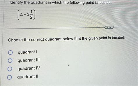 Answered Identify The Quadrant In Which The Following Point Is Kunduz