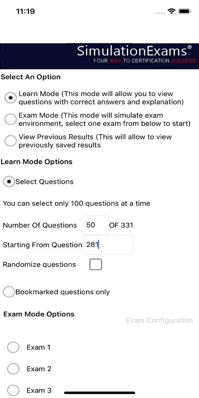 Sim Ex™ Practice Exams Ios App For A Core 2