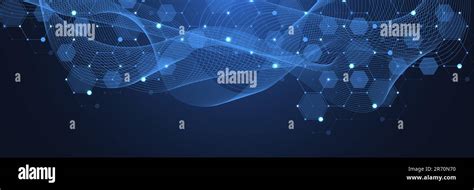 Modern Scientific Abstract Background With Hexagon Shapes Lines And Dots Innovation Concept