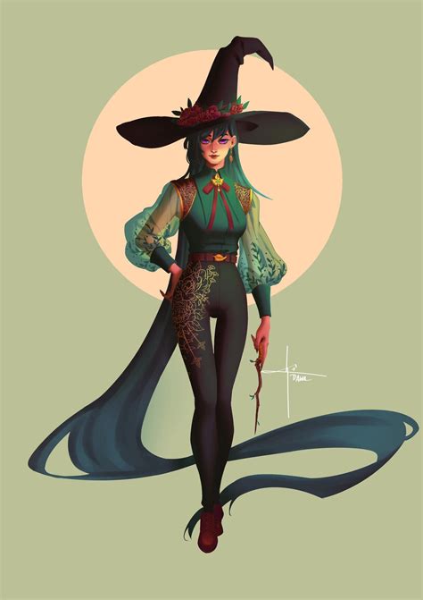 Green Witch Dawn 凌晨 Witch Characters Witch Drawing Witch Design