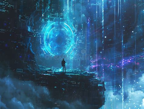 Cybersecurity Guardian Abstract Background With Futuristic Digital Elements Stock Illustration