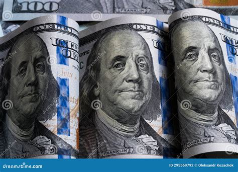 Macro Shot Of A Brand New One Hundred Dollar Bill Showing The Face Of