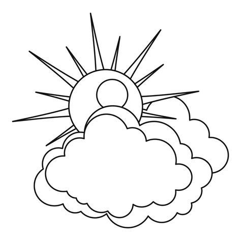 Sun And Cloud Icon Outline Style 14391317 Vector Art At Vecteezy