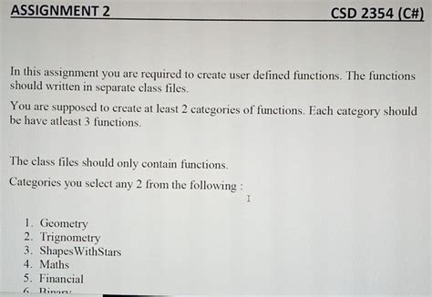 Solved Assignment 2 Csd 2354 C In This Assignment You Are