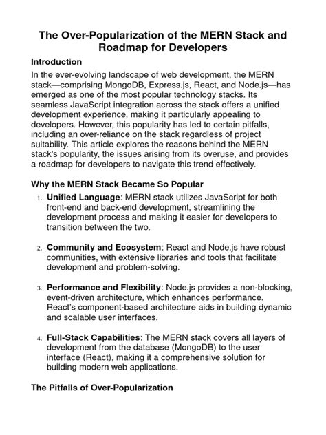 The Over Popularization Of The Mern Stack And Roadmap For Developers