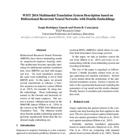 Wmt 2016 Multimodal Translation System Description Based On