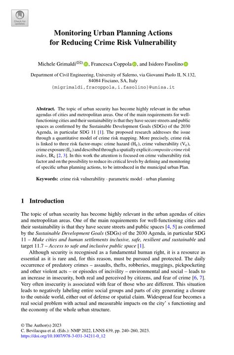 Pdf Monitoring Urban Planning Actions For Reducing Crime Risk Vulnerability