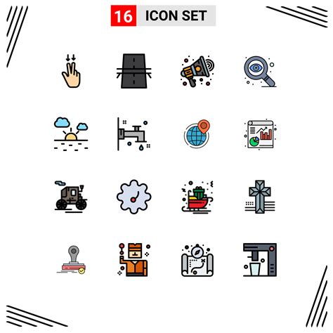 16 Thematic Vector Flat Color Filled Lines And Editable Symbols Of Weather Cloud Ads Search